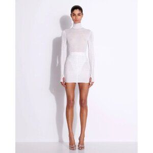 Alex Perry | Skirts | Alex Perry Ruched Crystal Mini Skirt In White Us ...
